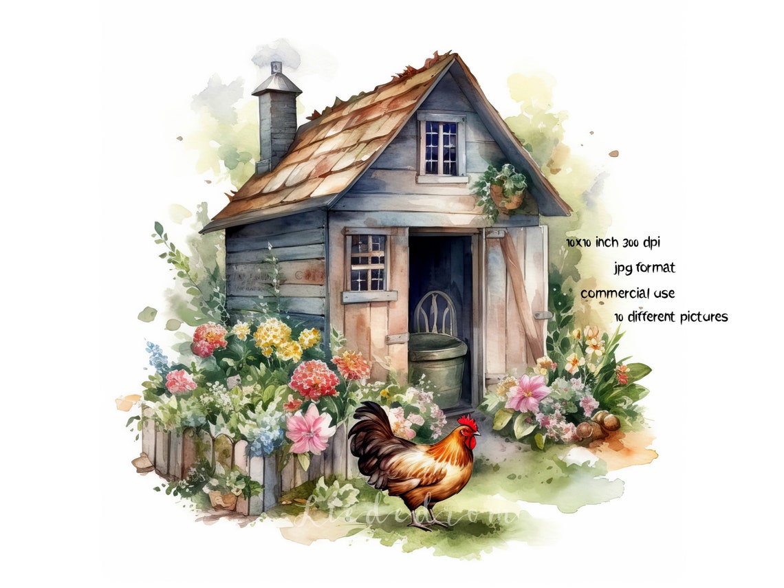 Hen House Chicken Coop Clipart Bundle 10 High Quality - Etsy