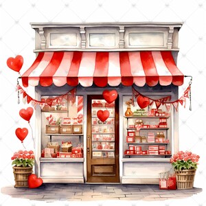 Cute Romantic Valentine's Day Shop Clipart Bundle- 10 High Quality ...