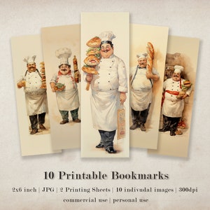 10 Fat Chef Printable Bookmarks for Recipe Books Bookmark Sheets, 10 ...