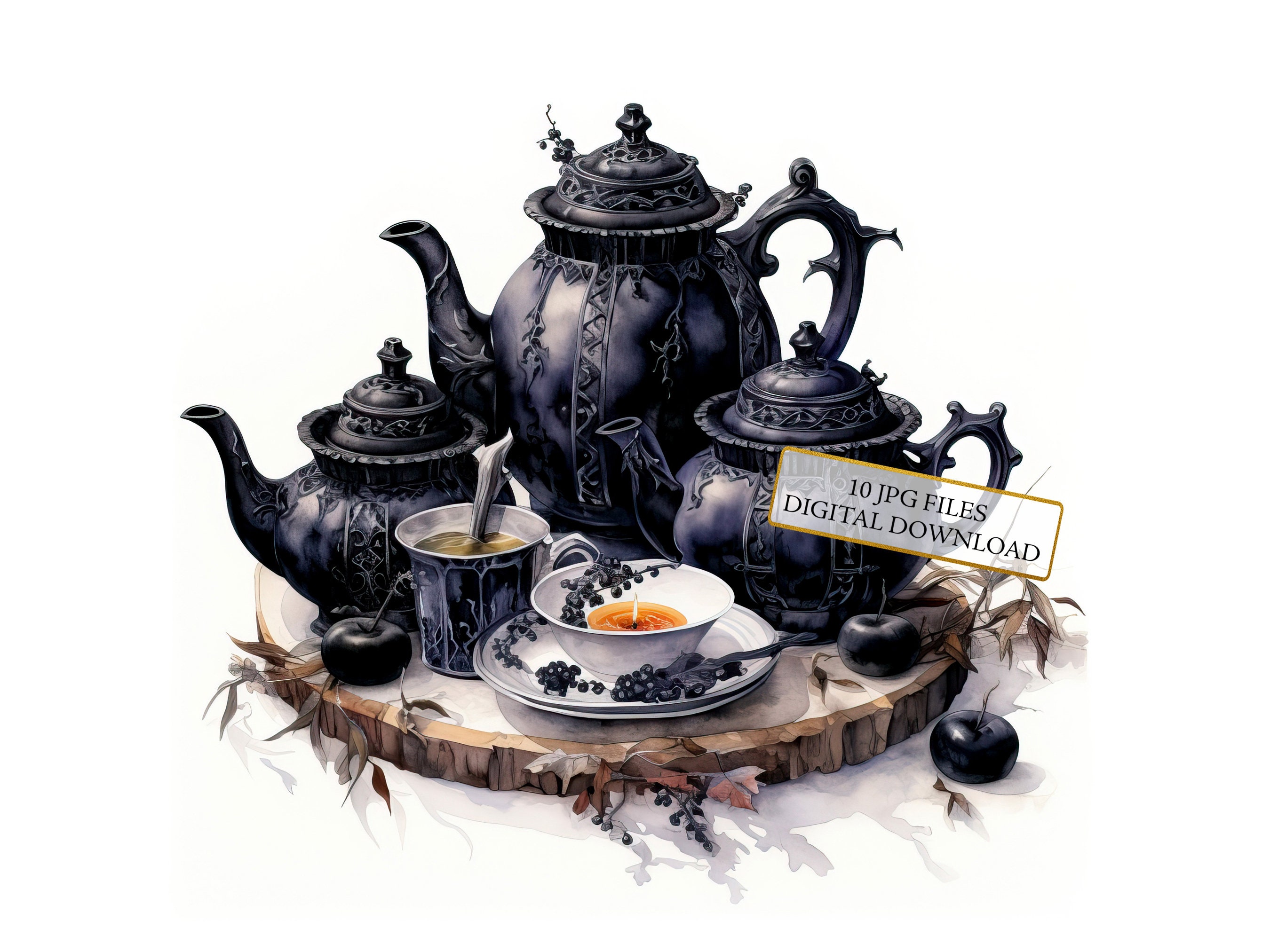 Dark Witch's Magic Tea Set Clipart Bundle 10 High Quality - Etsy France