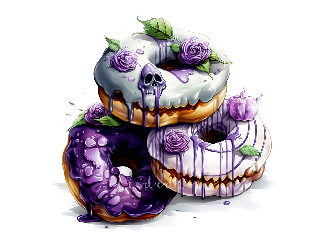 Halloween Donuts Clipart Bundle 10 High Quality Watercolor - Etsy