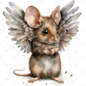 Little Mouse With Angel Wings Clipart Bundle- 10 High Quality ...