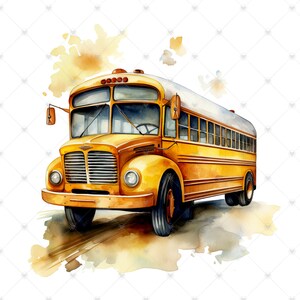 School Bus Clipart Bundle- 10 High Quality Watercolor Jpgs- Back to ...