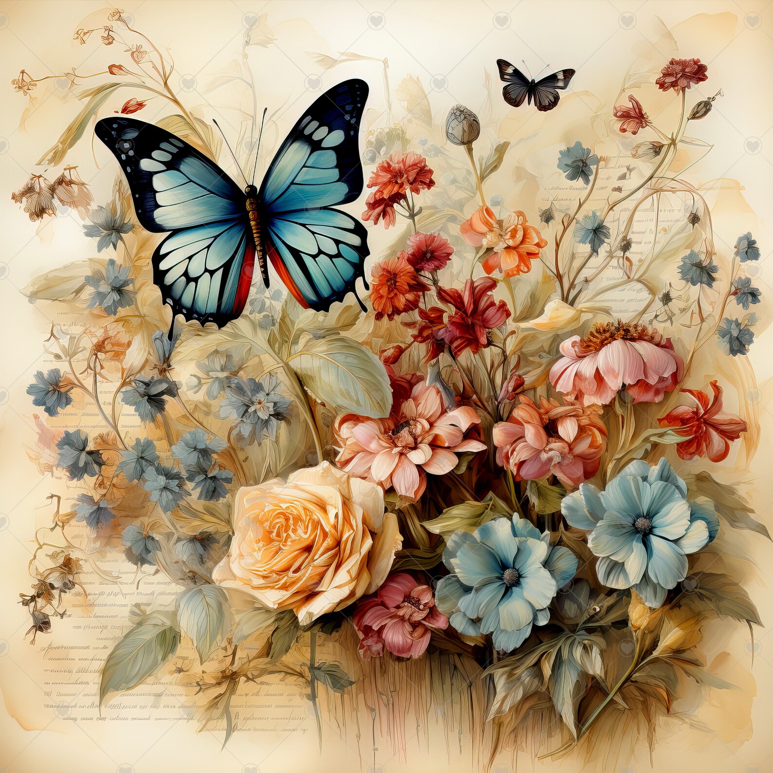 Shabby Chic Flowers and Butterflies Clipart Bundle-10 High Quality ...