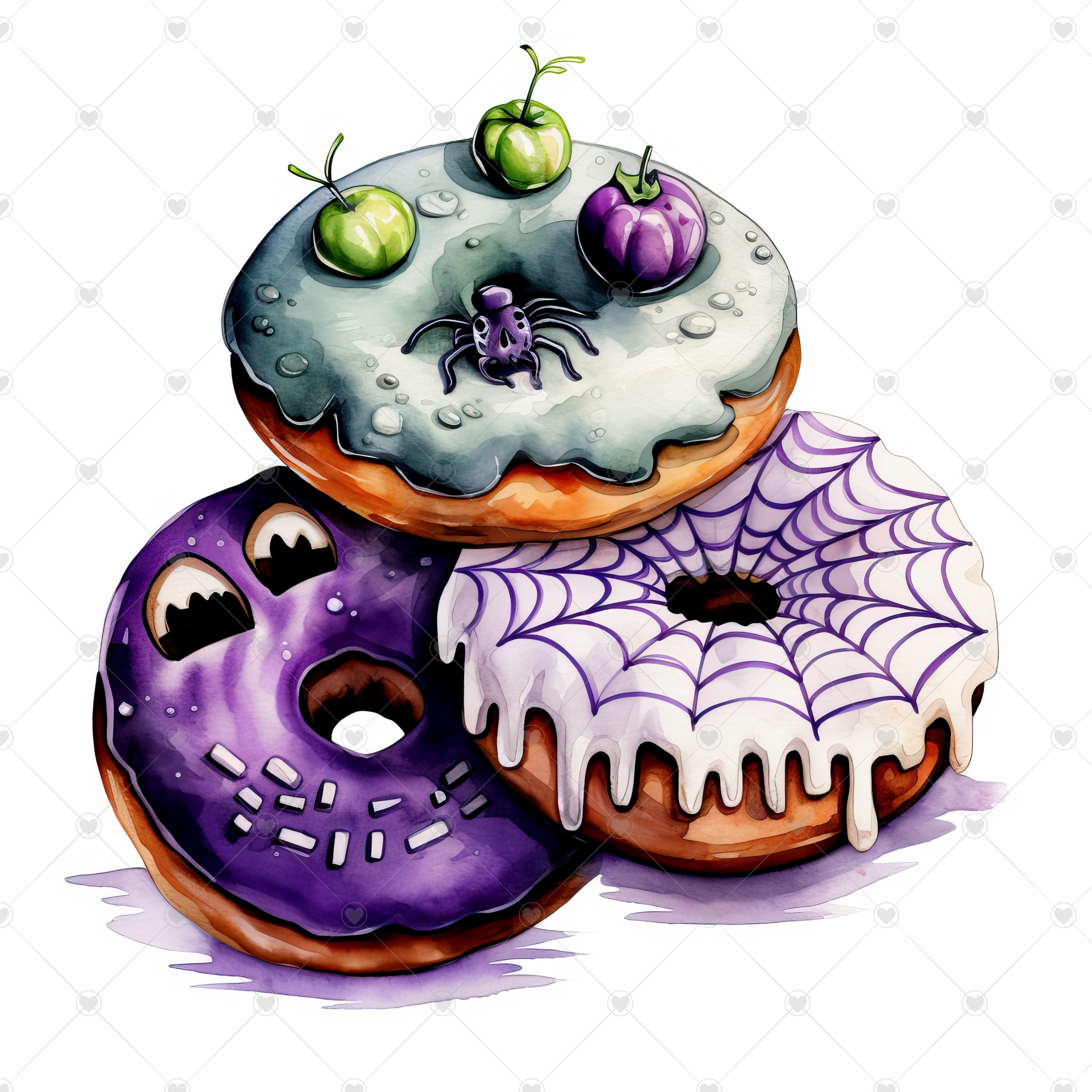 Halloween Donuts Clipart Bundle 10 High Quality Watercolor - Etsy