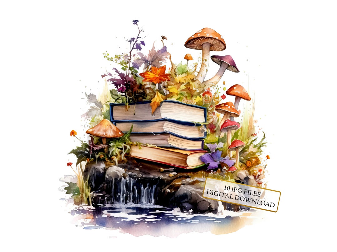 Magical Books of Nature Clipart Bundle- 10 High Quality Watercolor Jpgs ...