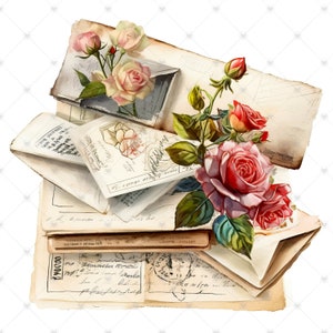 Vintage Postal Envelopes Clipart Bundle- 10 High Quality Watercolor ...