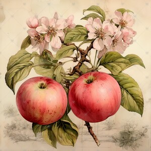 Shabby Chic Apples Clipart Bundle 10 High Quality Watercolor Jpgs Fruit ...