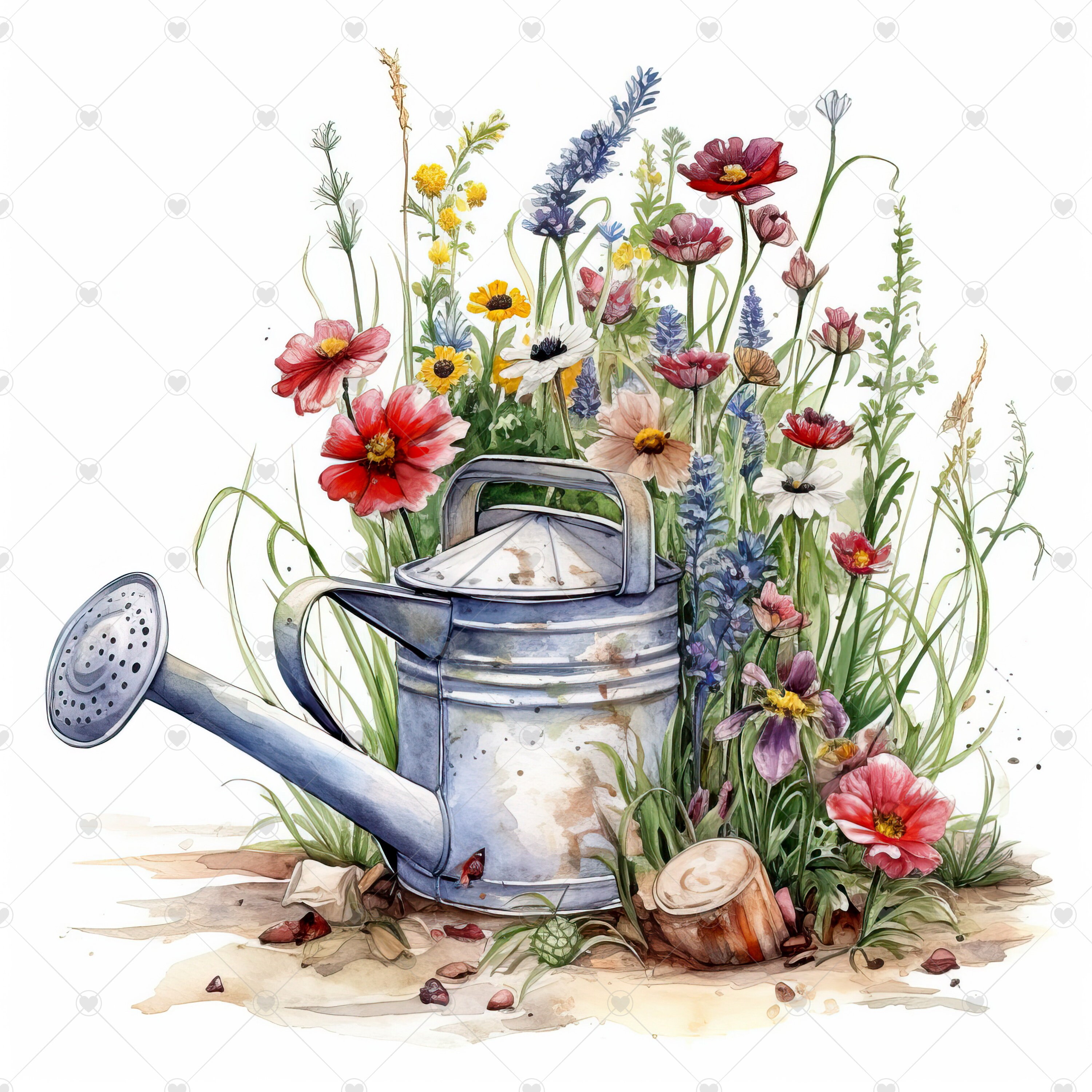 Wildflowers in Watering Can Clipart Bundle 10 High Quality - Etsy
