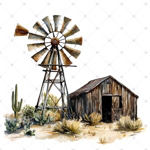 Old Western Ranch Windmill PNG Clipart Bundle- Digital Download - Etsy