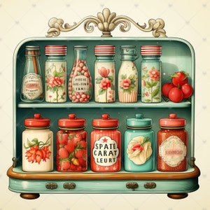 Retro Spice Rack Clipart Bundle- 10 High Quality Watercolor Jpgs ...