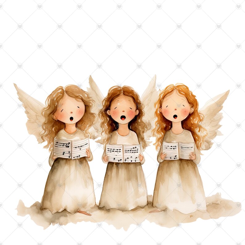 Adorable Little Angels Singing Christmas Carols PNG Clipart Bundle ...