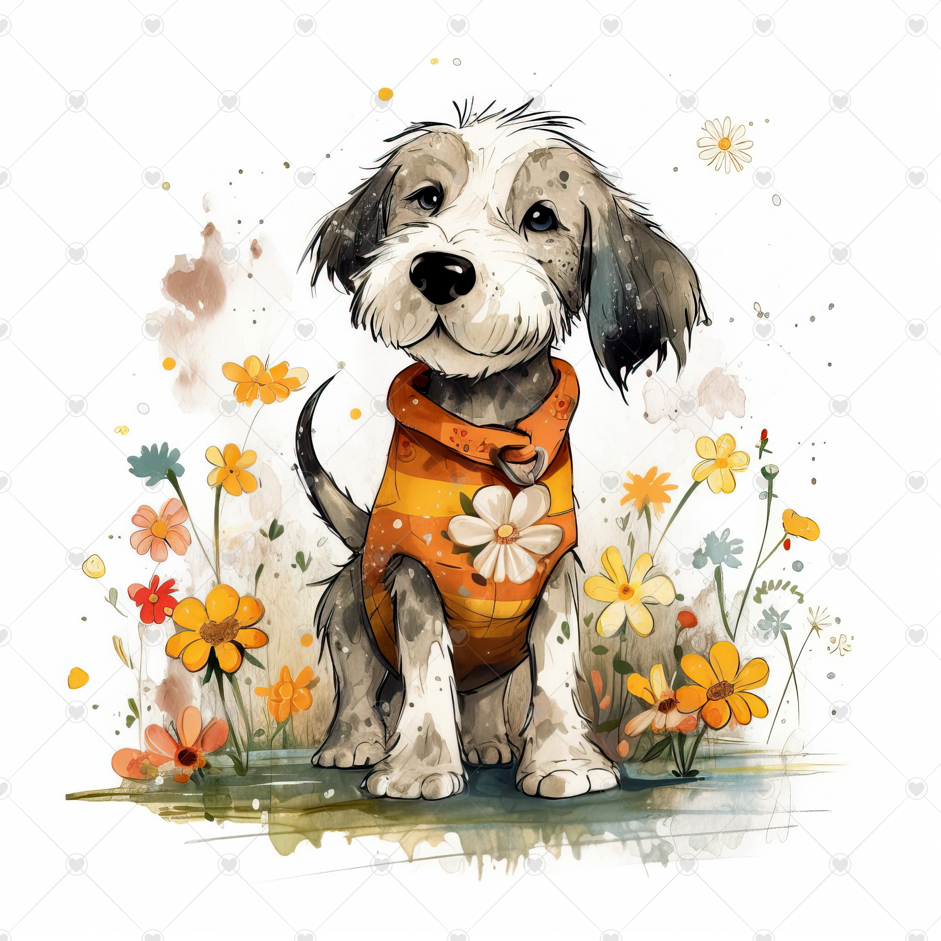 Cute Dog With Flowers Clipart Bundle 10 High Quality - Etsy