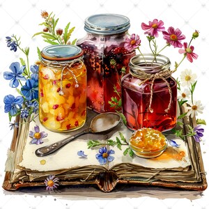 Grandma's Cookbooks for Jam Making Clipart Bundle- 10 High Quality ...