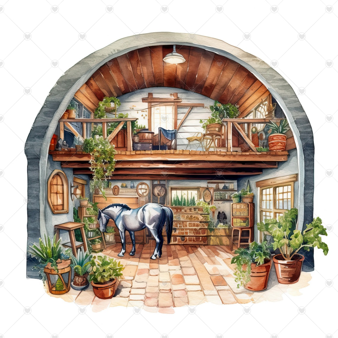 Horse in a Stable Clipart Bundle 10 High Quality Watercolor - Etsy