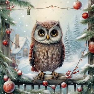 Adorable Christmas Owl Clipart Bundle- 10 High Quality Watercolor Jpgs ...