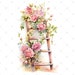 Wooden Step Ladder With Pink Roses Clipart Bundle 10 High Quality ...