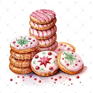 Christmas Cookies Clipart Bundle- 10 High Quality Watercolor Jpgs ...