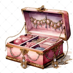 Open Ornate Vintage Jewelry Box Clipart Bundle- 10 High Quality ...