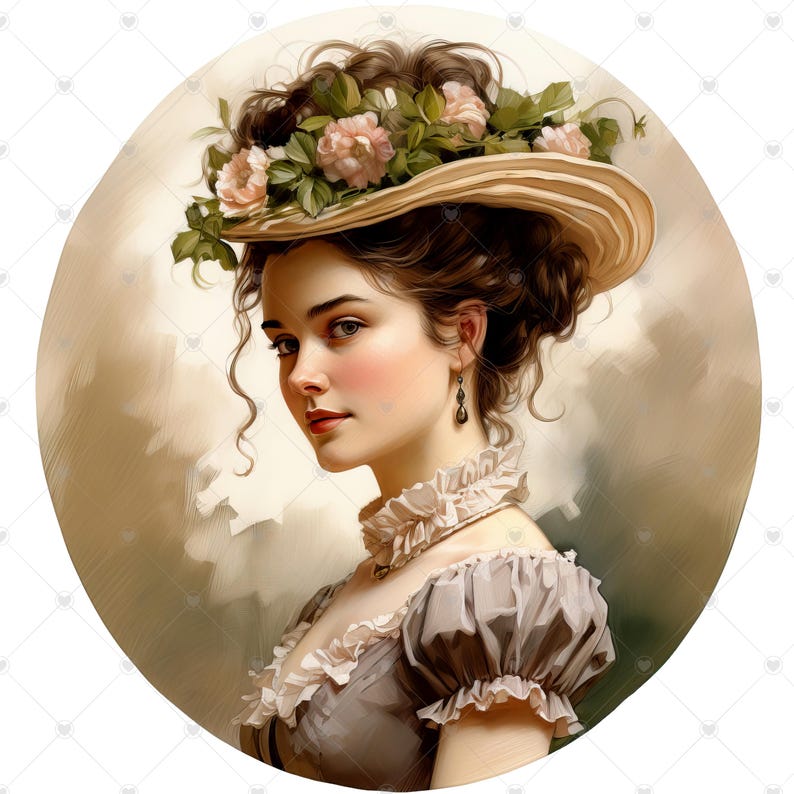 Vintage Lady Portrait PNG Clipart Bundle- Digital Download - Etsy