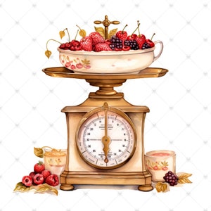 Retro Kitchen Scale With Fruits Clipart Bundle- 10 High Quality ...