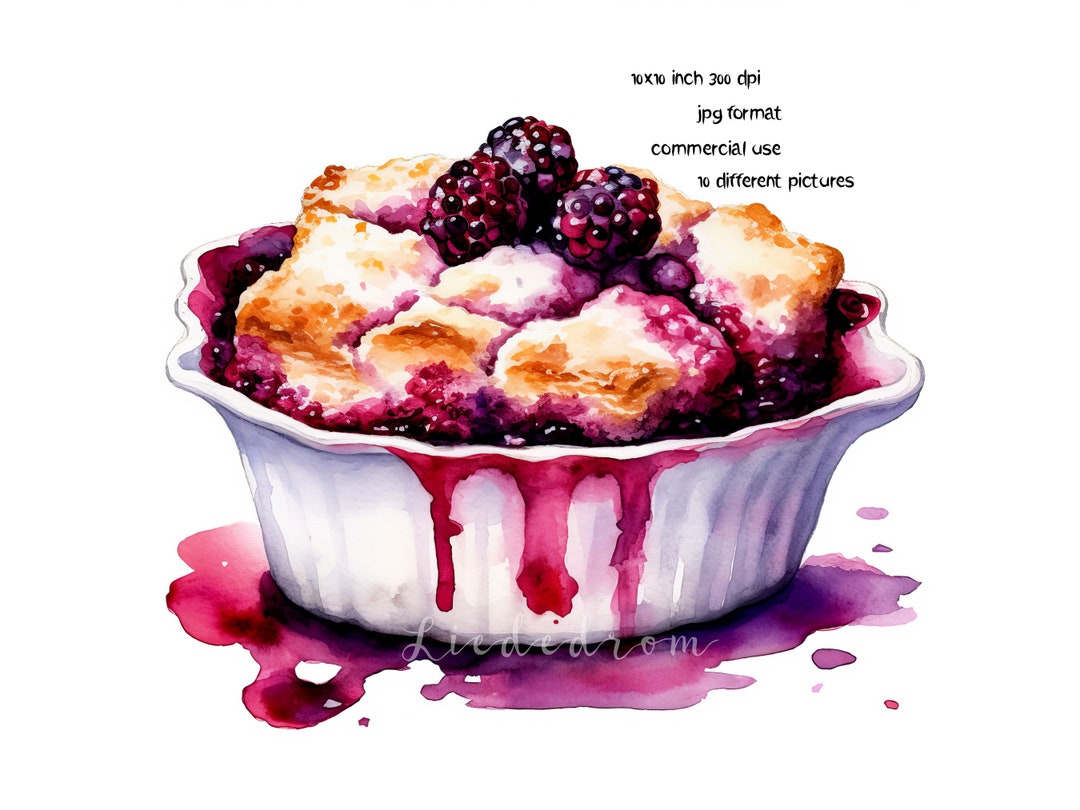 Blackberry Cobbler Clipart Bundle 10 High Quality Watercolor - Etsy