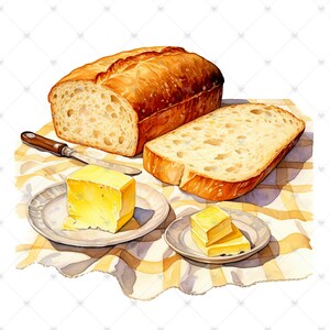 Bread and Cheese Clipart Bundle- 10 High Quality Watercolor Jpgs ...