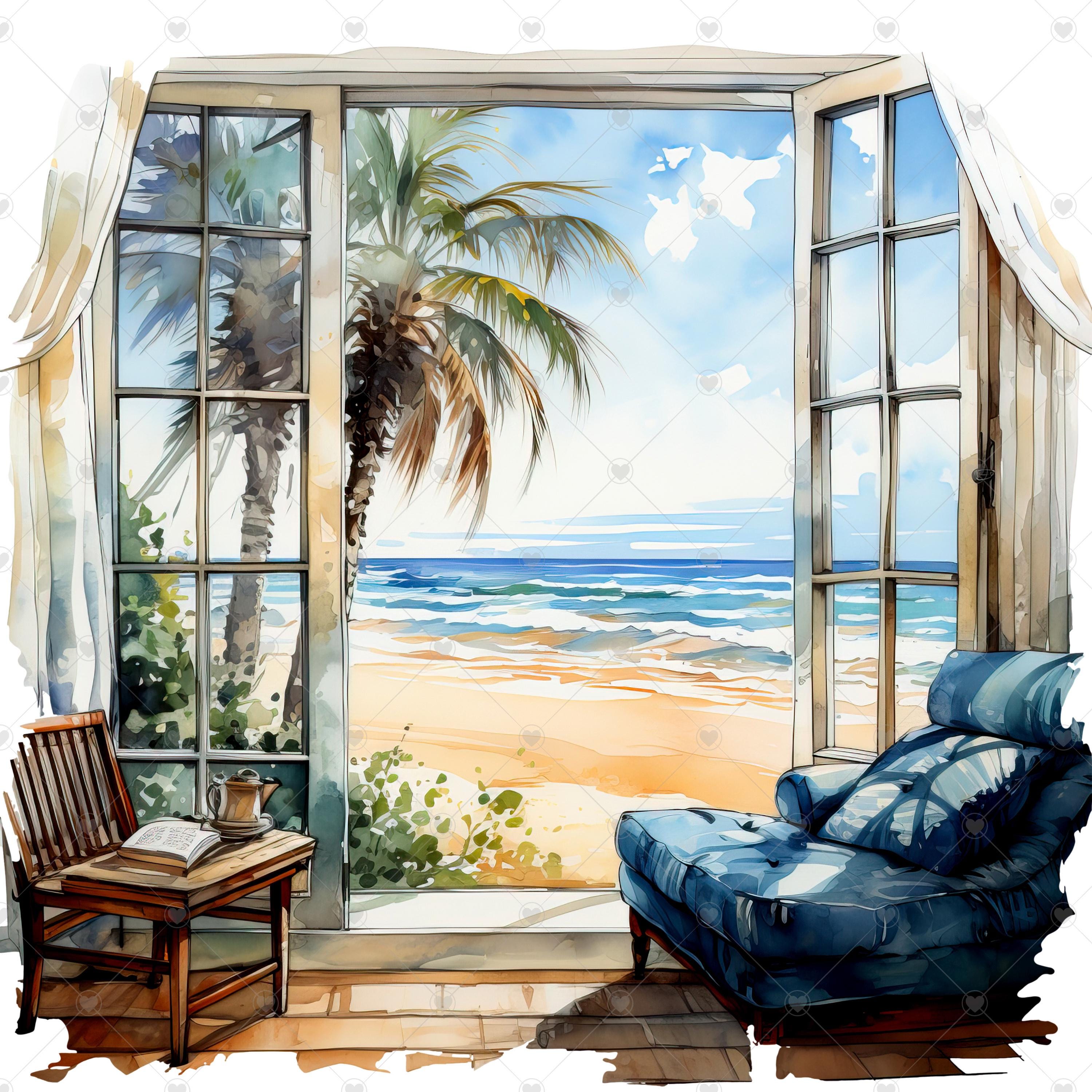 Beach View Window PNG Clipart Bundle- Digital Download - Etsy UK