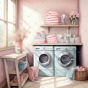 Floral Laundry Room Clipart Bundle- 10 High Quality Watercolor Jpgs ...