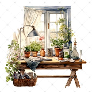 Bookworm's Cozy Cluttered Desk Clipart Bundle- 10 High Quality ...