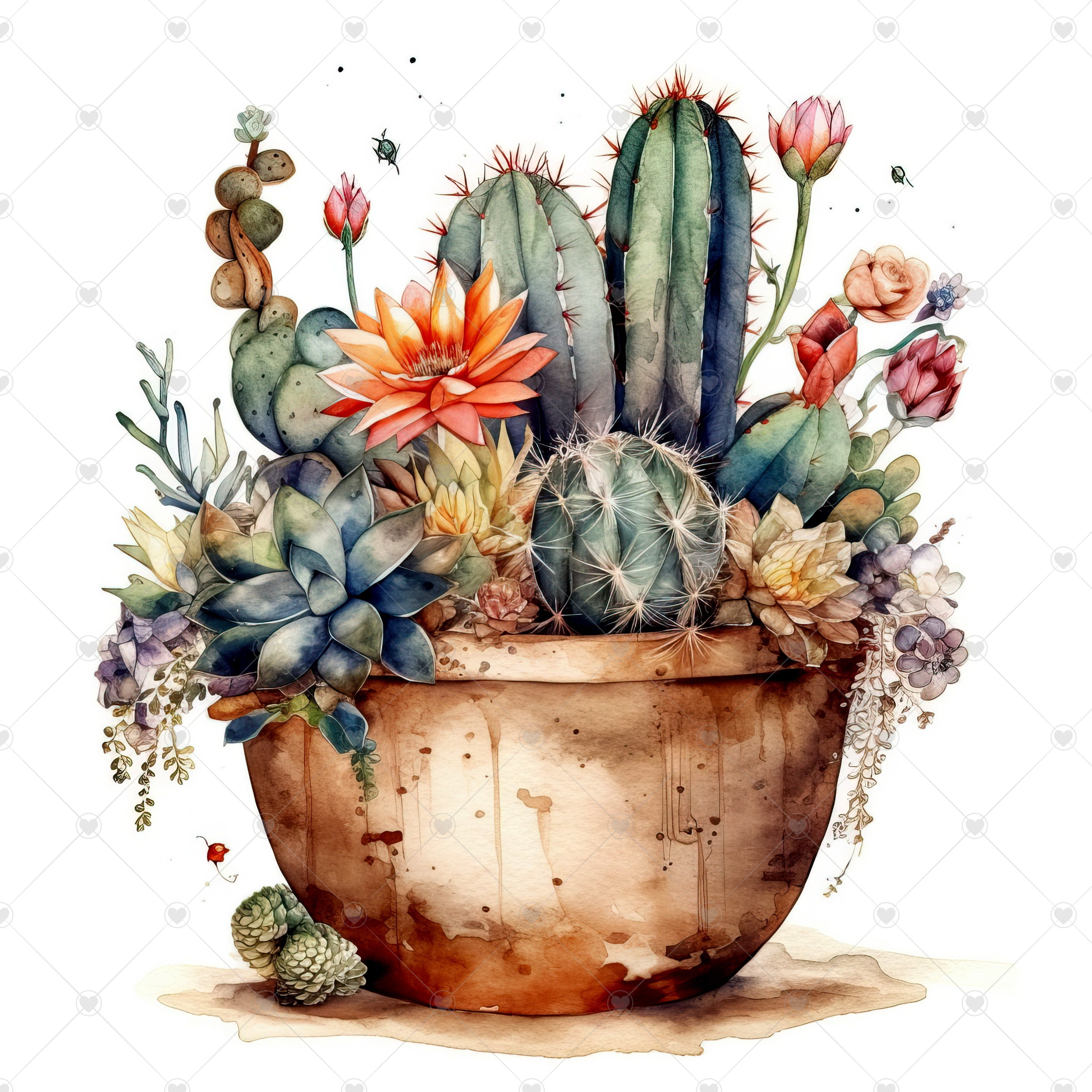 Cactus in Flower Pot Clipart Bundle 10 High Quality - Etsy