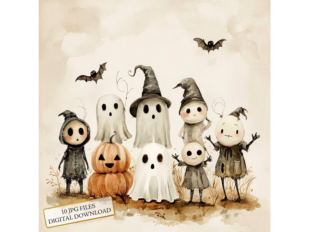 Cute and Spooky Halloween Monsters JPG Clipart Bundle- Digital Download ...
