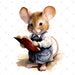 Little Mouse Student Reading a Book Clipart Bundle 10 High Quality ...