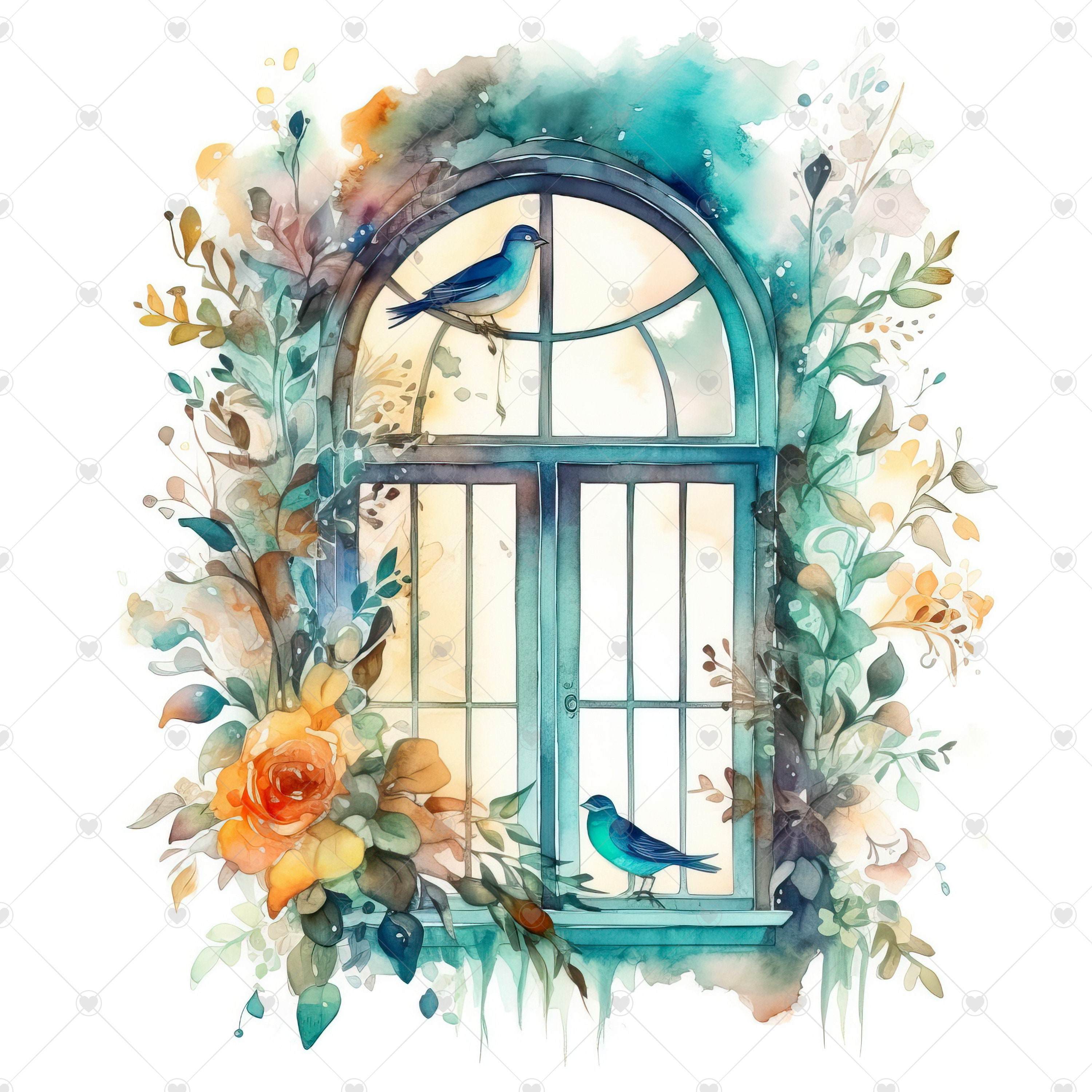 Spring Window Clipart Bundle 10 High Quality Watercolor Jpgs - Etsy