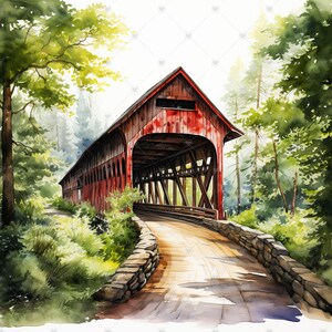 Old Wooden Covered Bridge in Nature Clipart Bundle- 10 High Quality ...