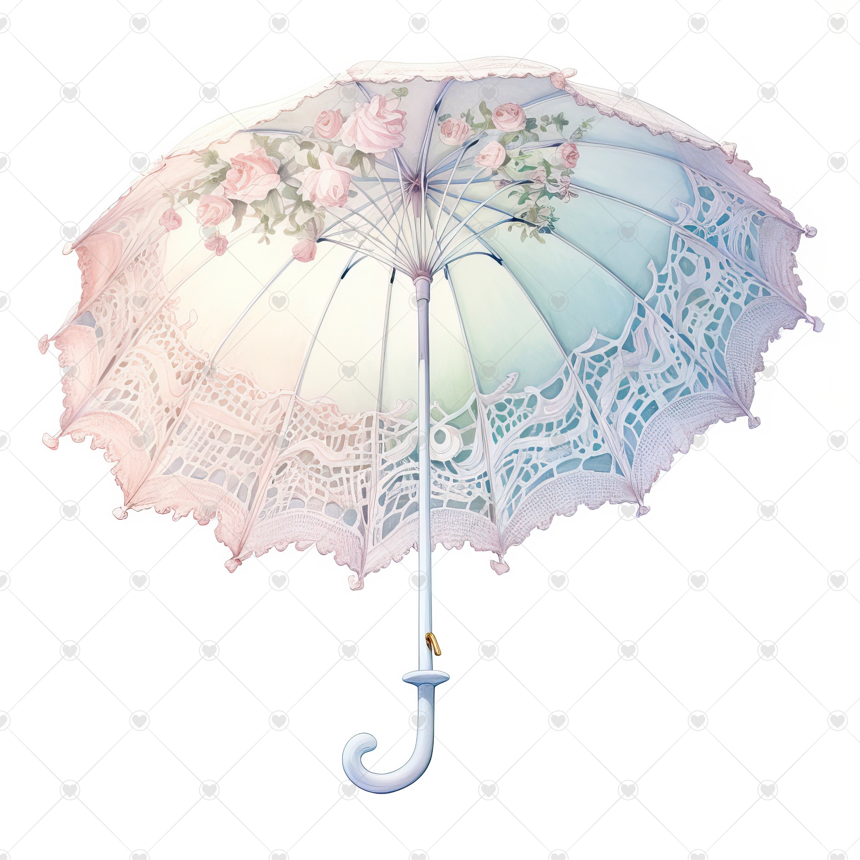 Pastel Lace Parasol Clipart Bundle 10 High Quality Watercolor - Etsy