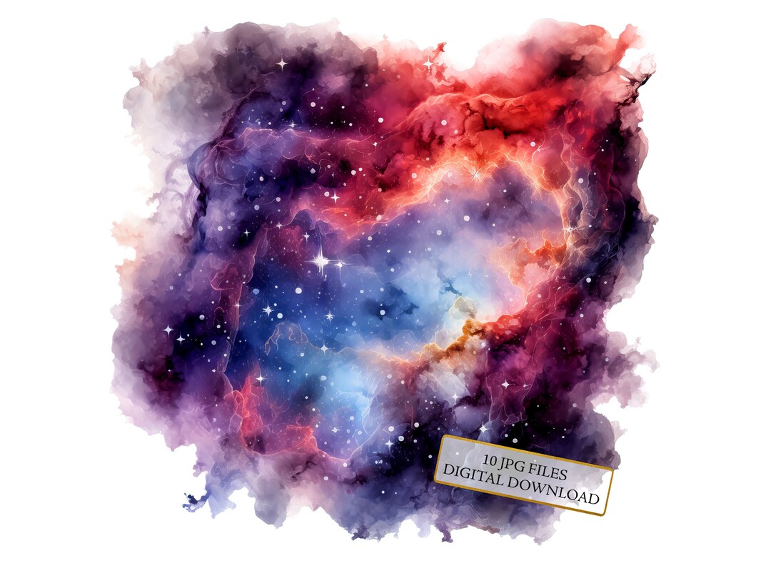 Watercolor Galaxies Clipart Bundle- 10 High Quality Watercolor Jpgs ...