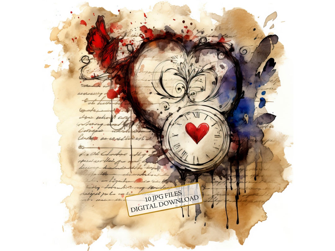 Vintage Love Letter With Ink Stains Clipart Bundle- 10 High Quality ...