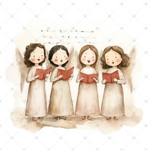 Adorable Little Angels Singing Christmas Carols Clipart Bundle- 10 High ...