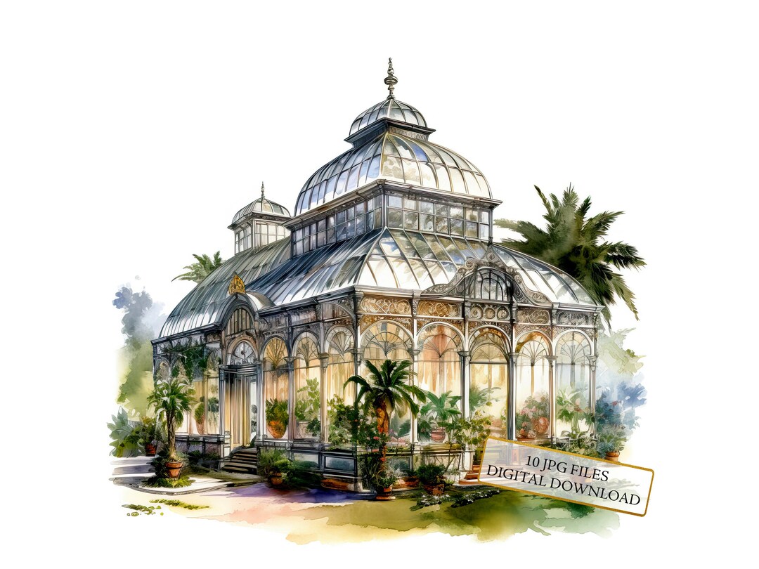 Victorian Glasshouse Clipart Bundle 10 High Quality Watercolor Jpgs Architecture Art, Journaling ...