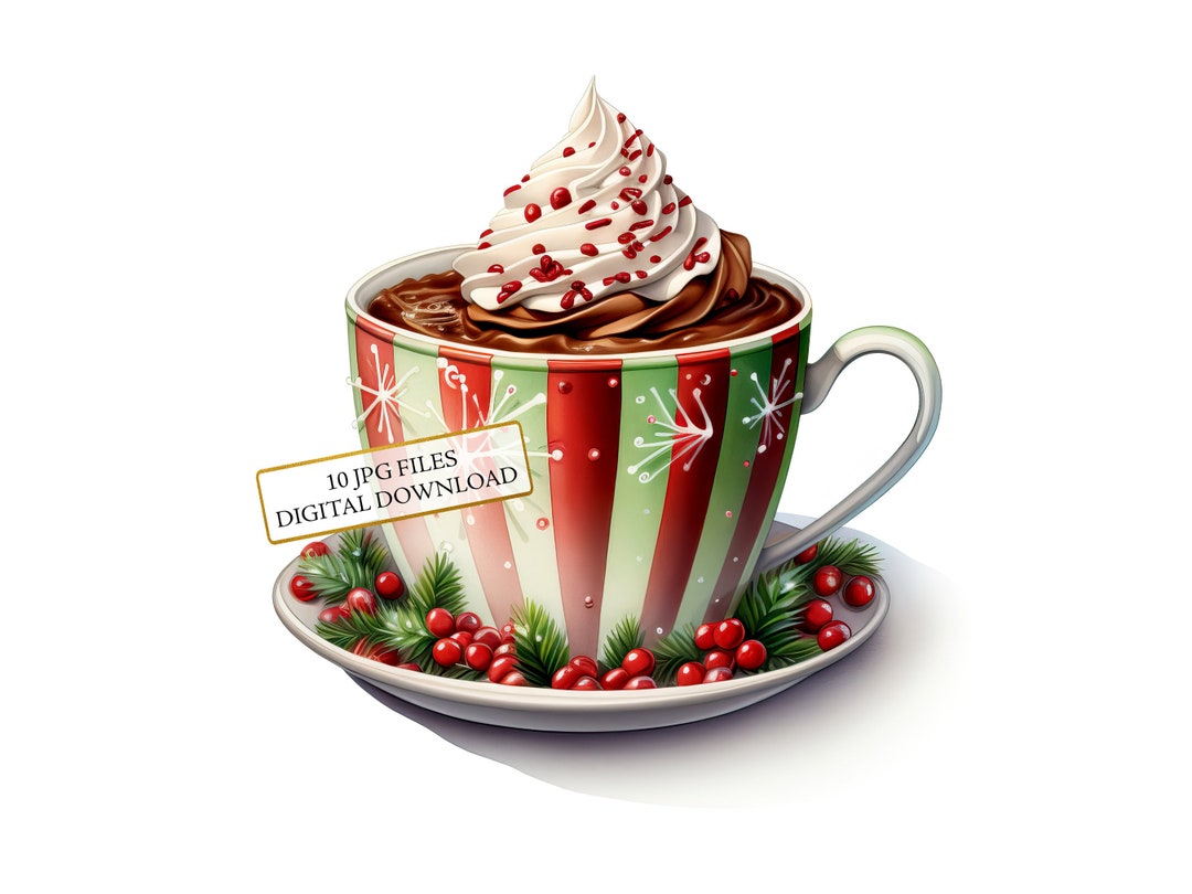 Cup of Christmas Hot Chocolate Clipart Bundle- 10 High Quality ...