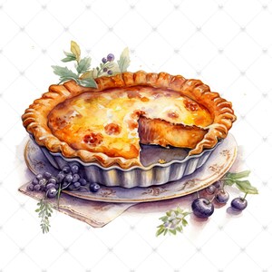 Grandma's Pie Clipart Bundle 10 High Quality Watercolor Jpgs Cottage ...