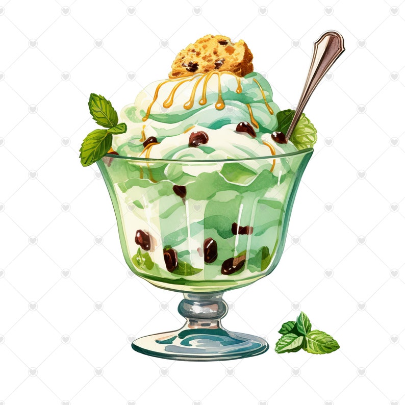 Mint Chocolate Chip Sundae Clipart Bundle 10 High Quality - Etsy