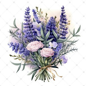 Lavender Bouquet Clipart Bundle- 10 High Quality Watercolor Jpgs ...