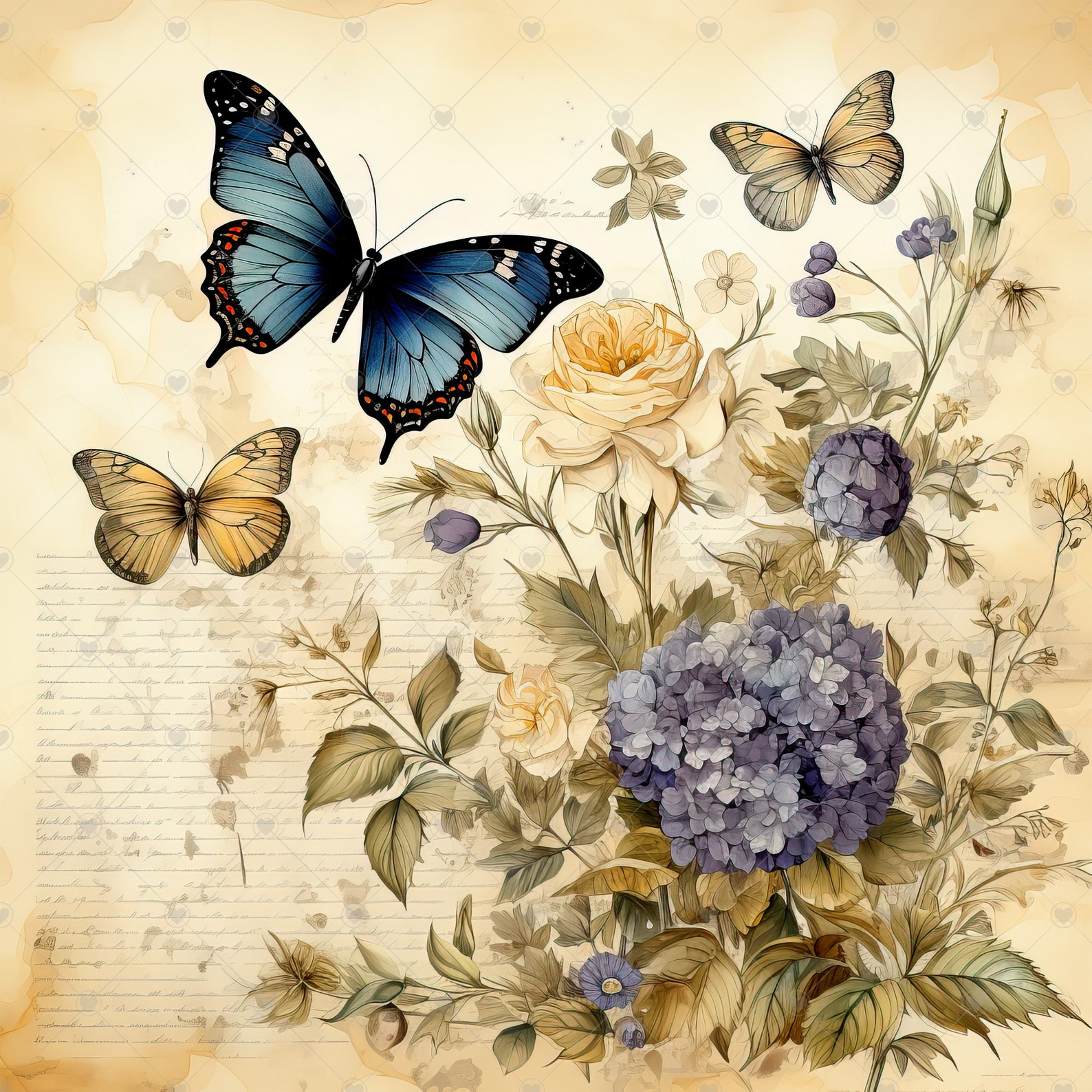 Shabby Chic Flowers and Butterflies Clipart Bundle-10 High Quality ...