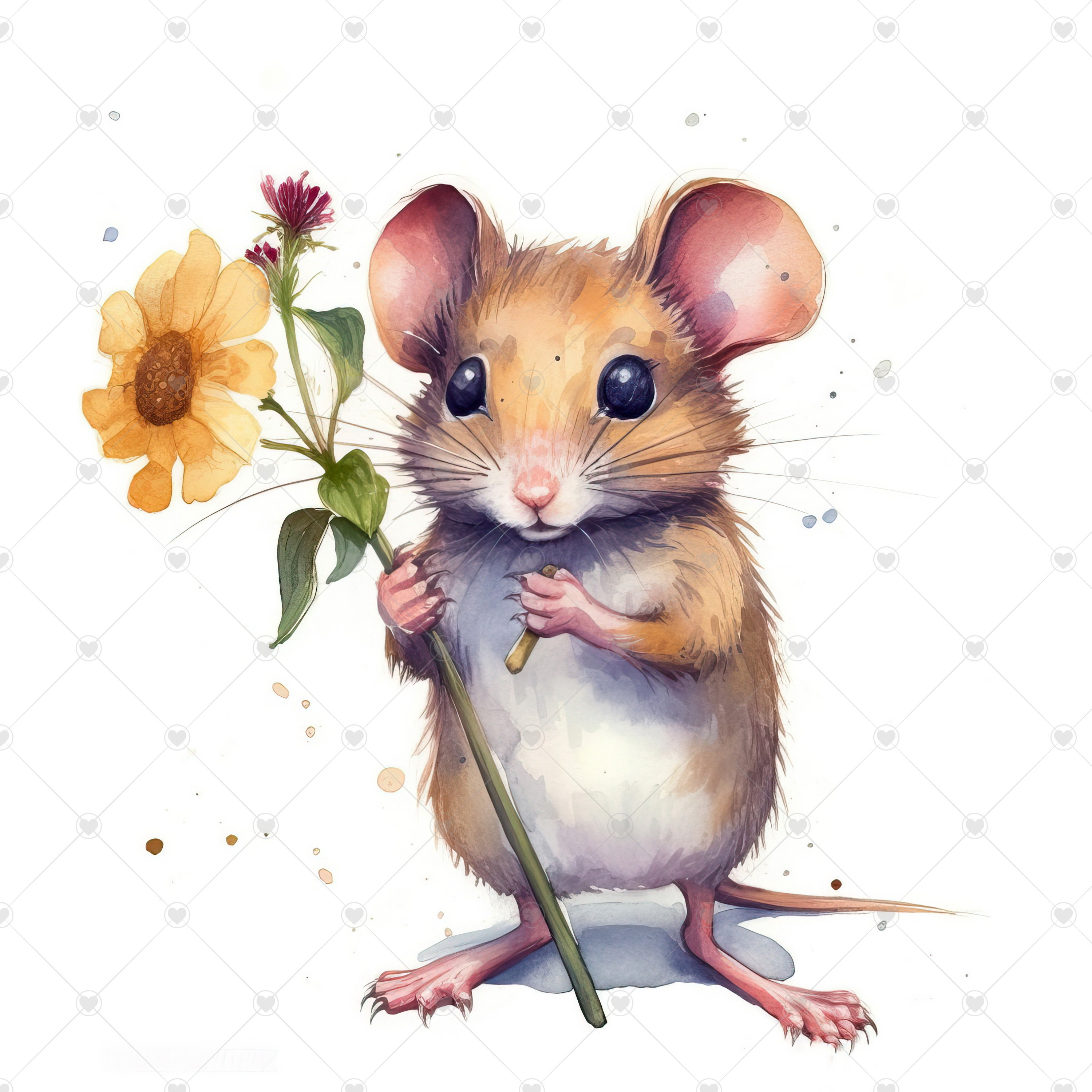 Mouse Holding Flower Clipart Bundle 10 High Quality - Etsy Australia