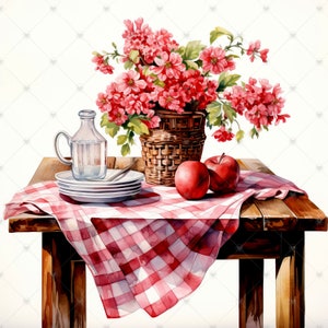 Wooden Country Table Clipart Bundle- 10 High Quality Watercolor Jpgs ...