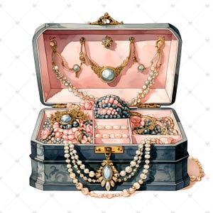 Open Ornate Vintage Jewelry Box Clipart Bundle- 10 High Quality ...