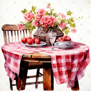 Wooden Country Table Clipart Bundle- 10 High Quality Watercolor Jpgs ...