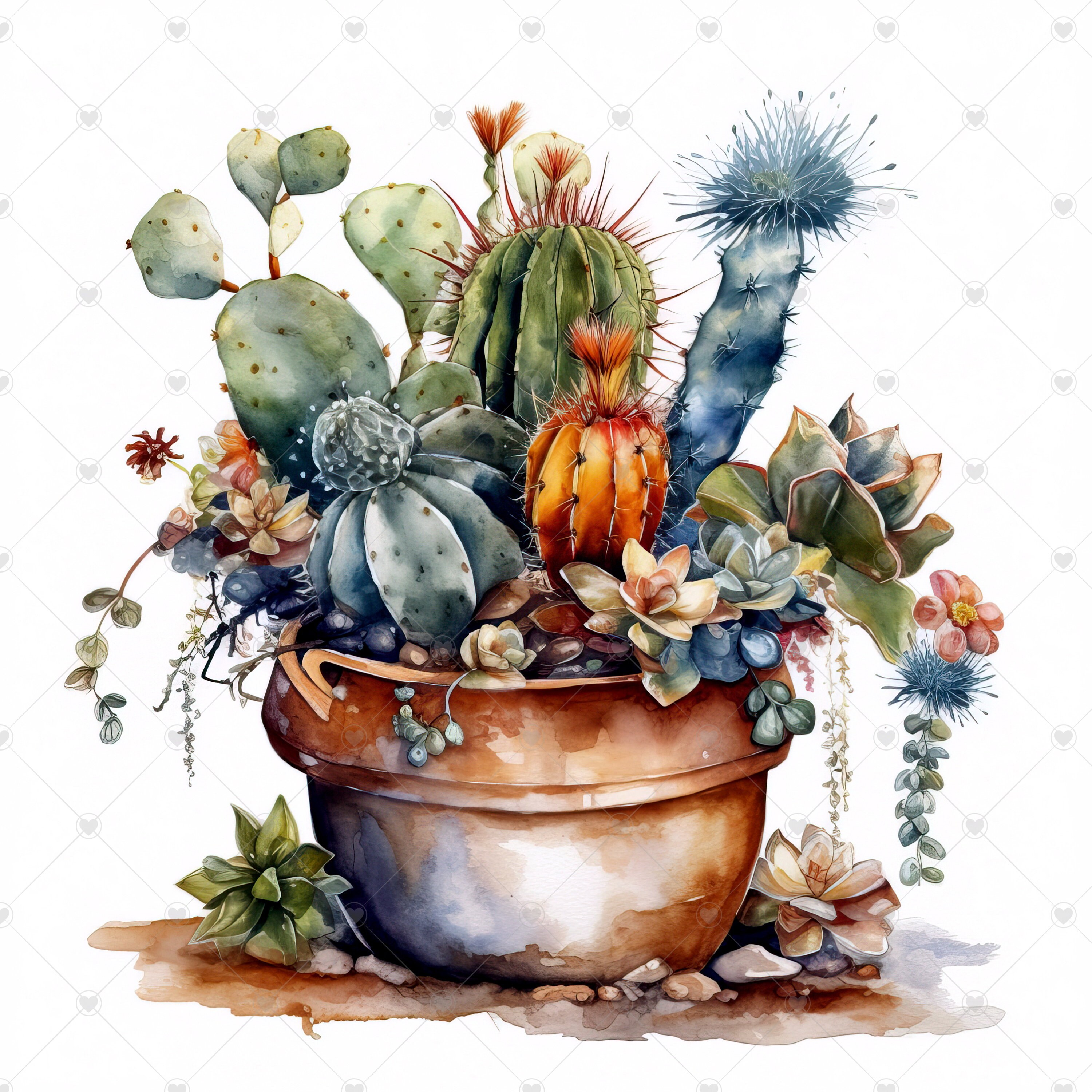 Cactus in Flower Pot Clipart Bundle 10 High Quality - Etsy